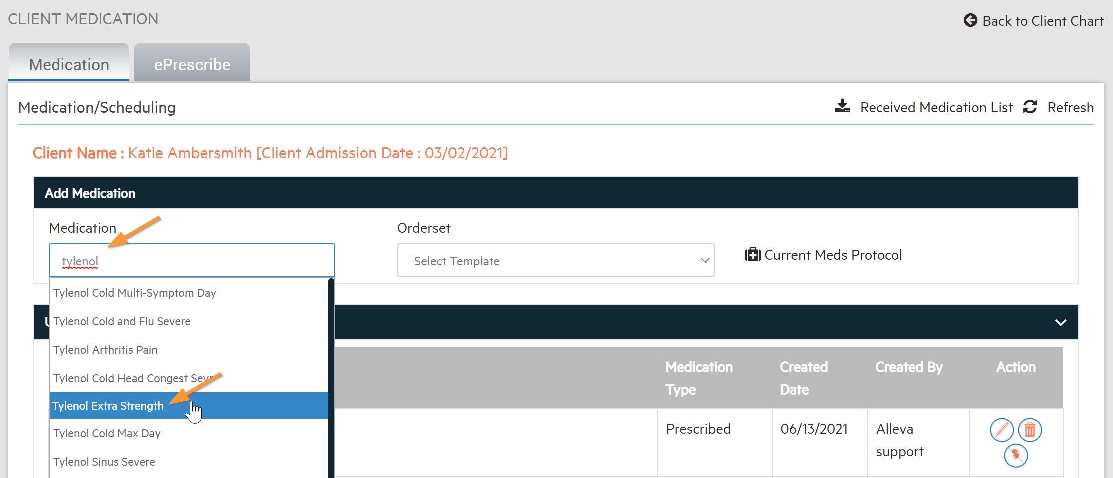 Adding Medication to Chart